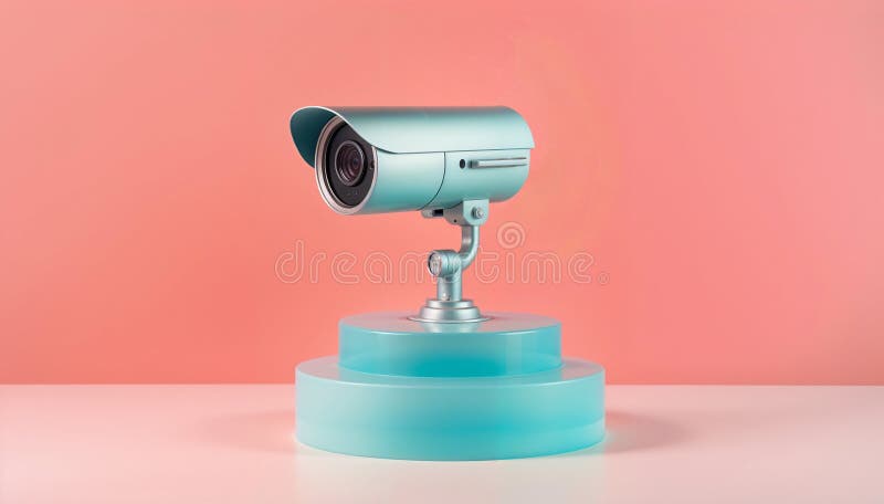 Silver Security Camera with Coral Background Stock Illustration ...
