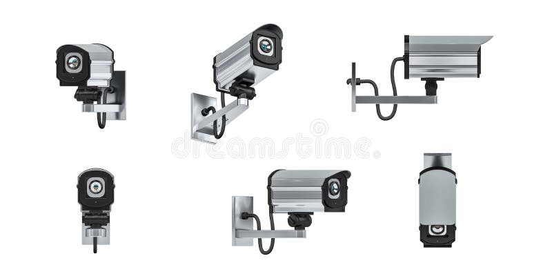 Silver Security Camera with a Wall Mount - 3D Stock Illustration ...