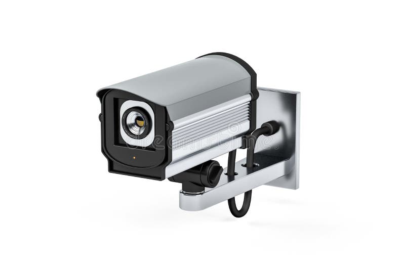 Silver Security Camera with a Wall Mount - 3D Stock Illustration ...
