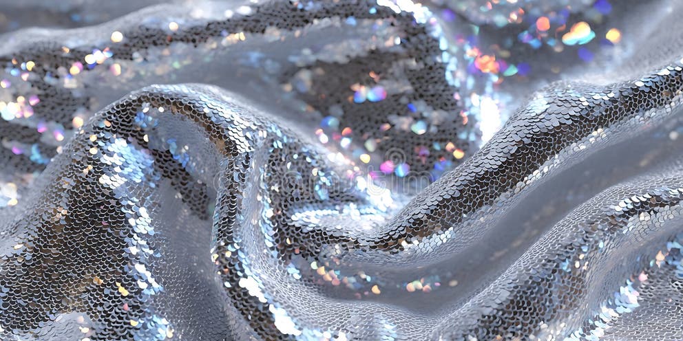 Silver Sequin Fabric Texture Shimmering Background Stock Illustration ...