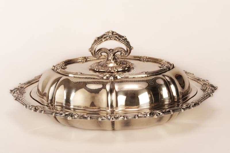 Silver serving dish stock photo. Image of container, shines - 12300880