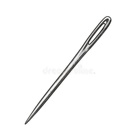 Silver Sewing Needle on White Background Stock Illustration ...
