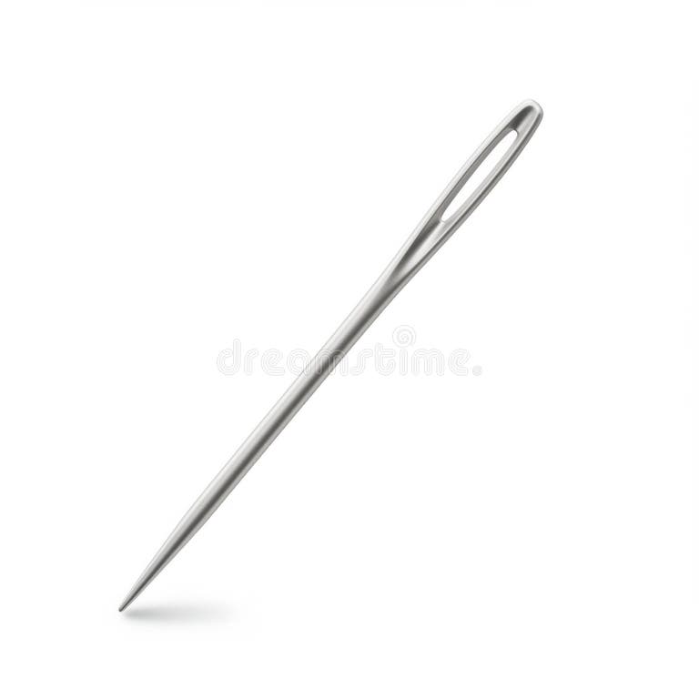 Silver Sewing Needle on White Background Stock Illustration ...