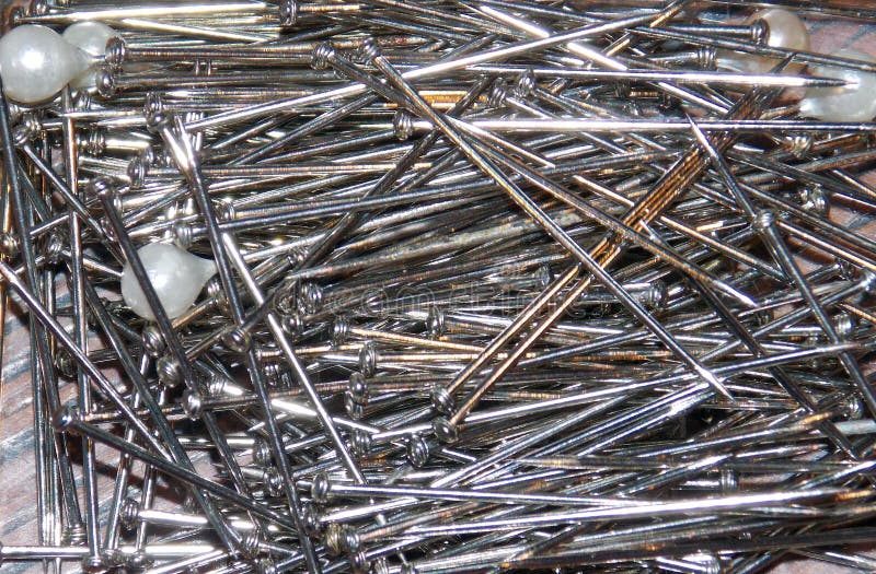 Silver Sewing and Tacking Straight Pins Stock Image - Image of tacking ...