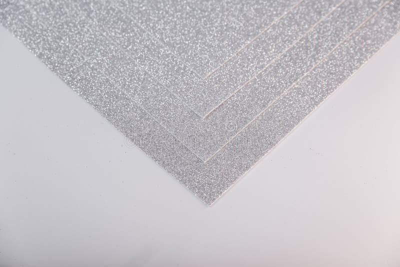 Silver Sheets of Cardboard with Sparkles on a White Background Stock ...