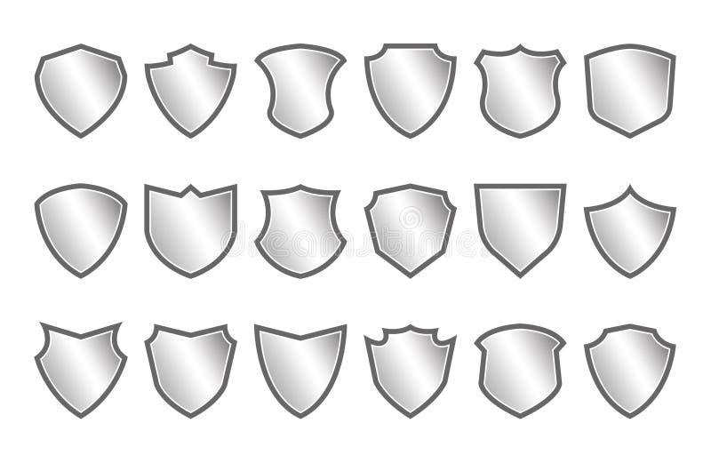 18 Silver Shield Design Icon Set Stock Vector - Illustration of badge ...