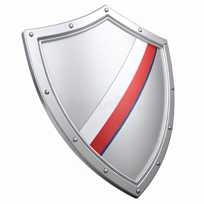 Silver Shield with Red and Blue Ribbon Design on Transparent Background ...