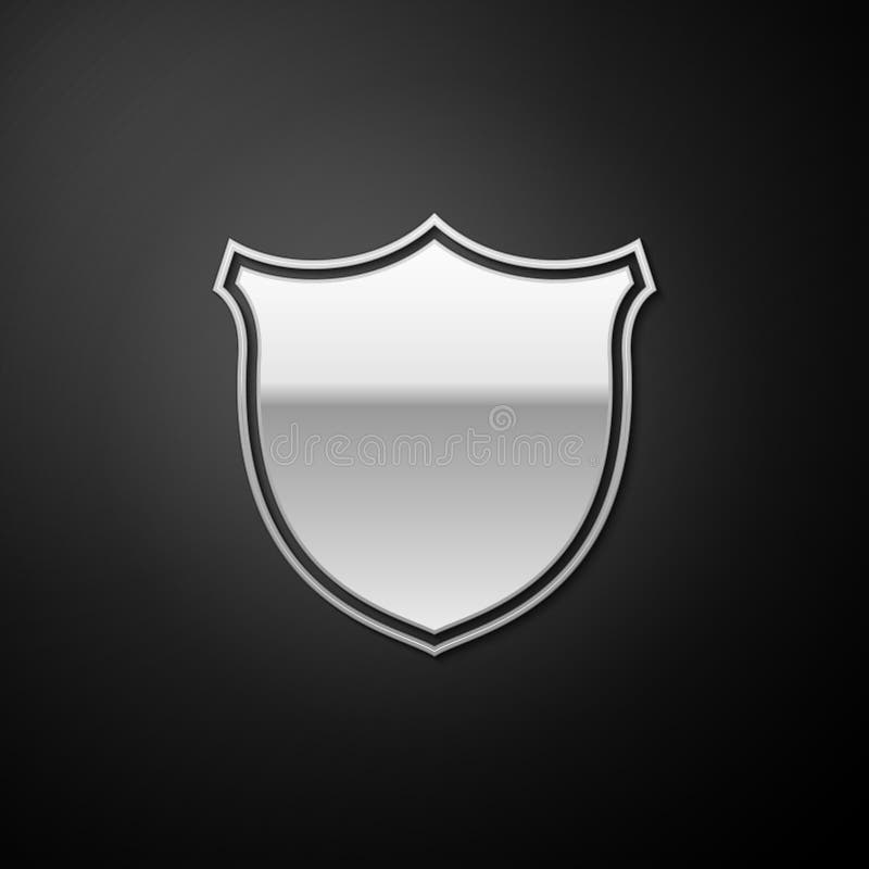 Silver Shield Security Icon Isolated on Black Background. Protection ...