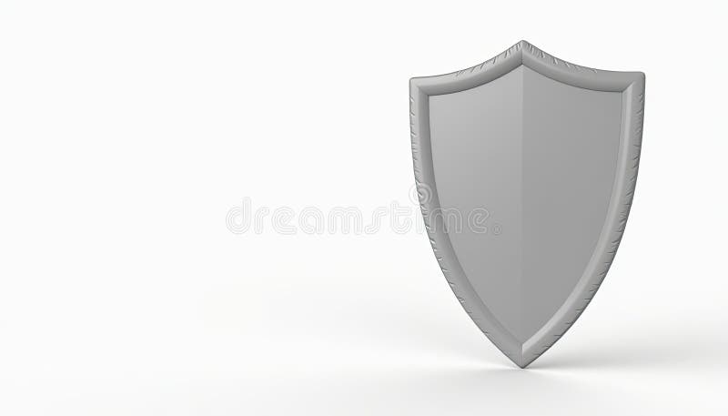 A Silver Shield Symbolizing Security and Protection on a Plain White ...