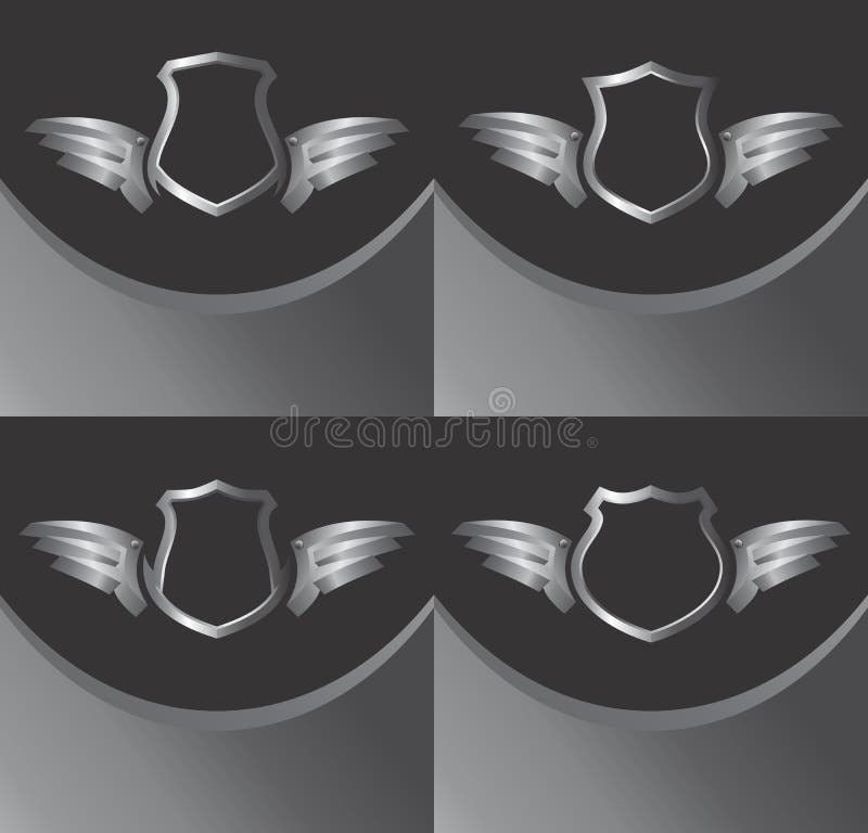 Silver shield and wing art stock vector. Illustration of number - 42835044