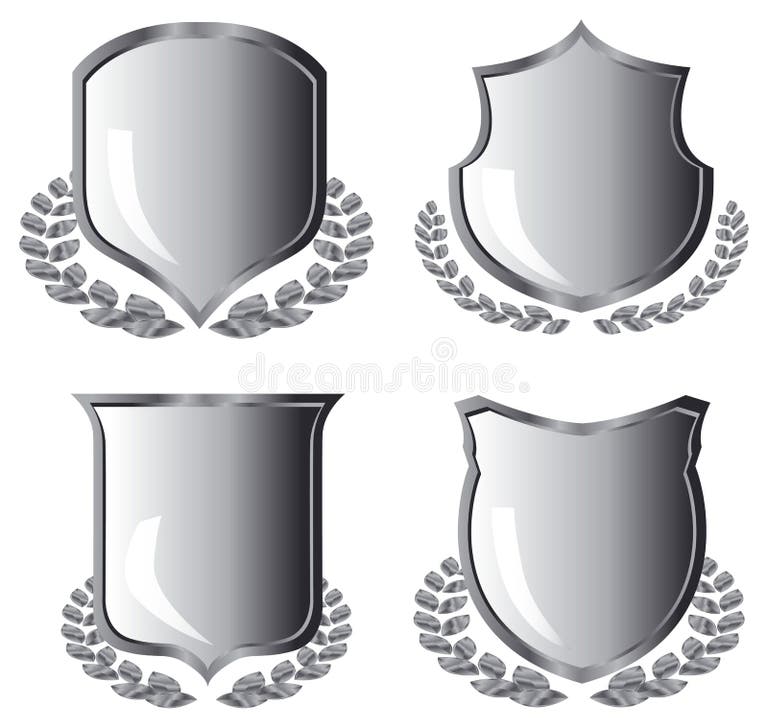 Silver shields stock vector. Illustration of branch, garland - 7146915