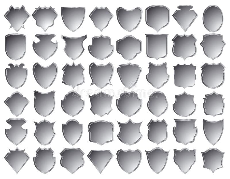 Golden and silver shields stock vector. Illustration of element - 5793442