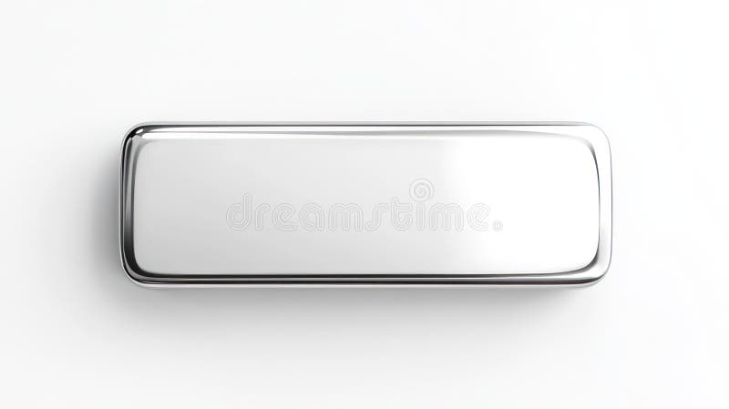Silver Shining Rectangle Button Isolated on White Created with ...