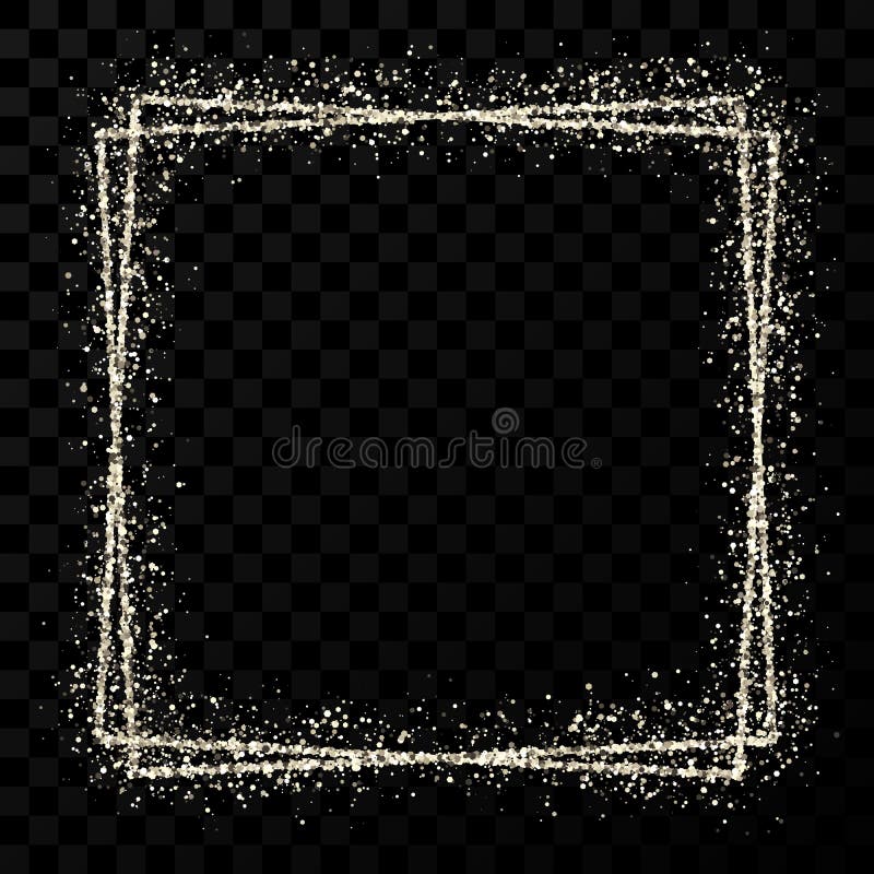 Silver Shiny Double Square Frame with Light Effects Stock Vector ...