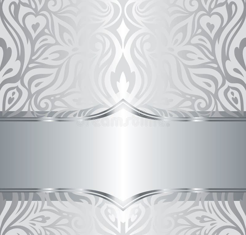 Shiny Silver Floral Holiday Vintage Invitation Background Design Stock ...
