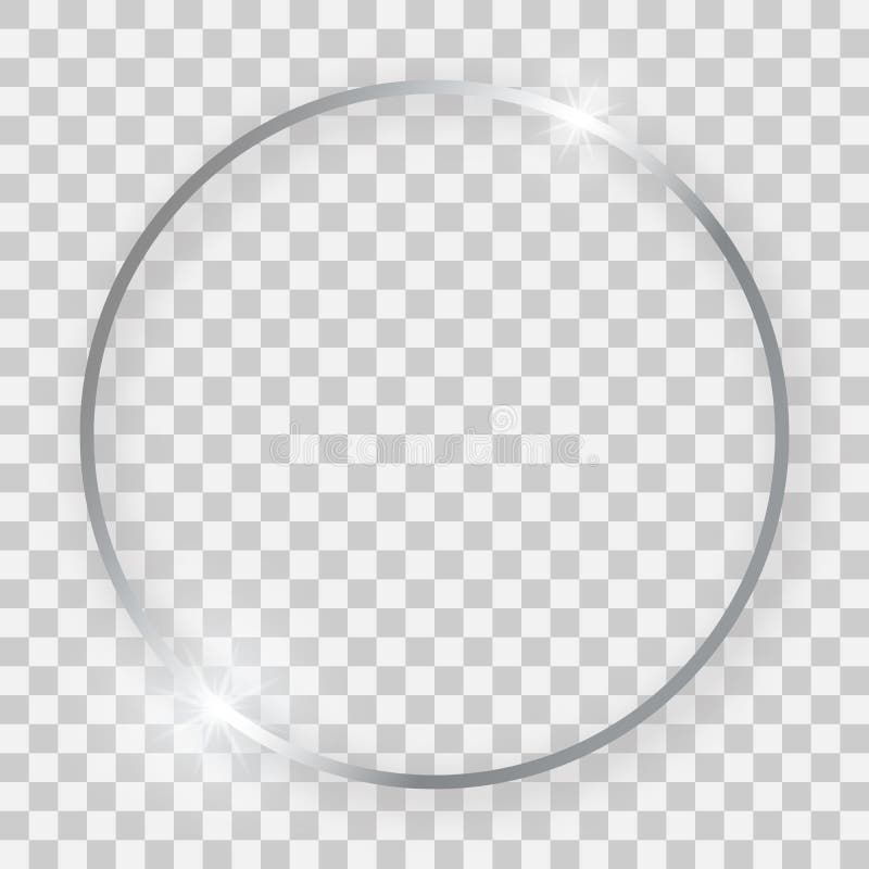 Silver Shiny Round Frame with Glowing Effects Stock Vector ...