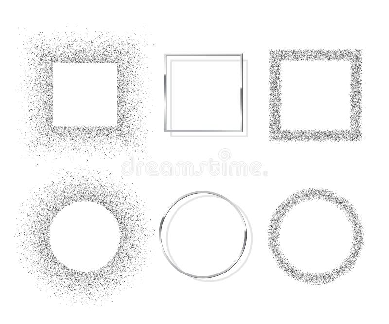 Silver Shiny Round and Square Frames with Shadows Isolated on White ...