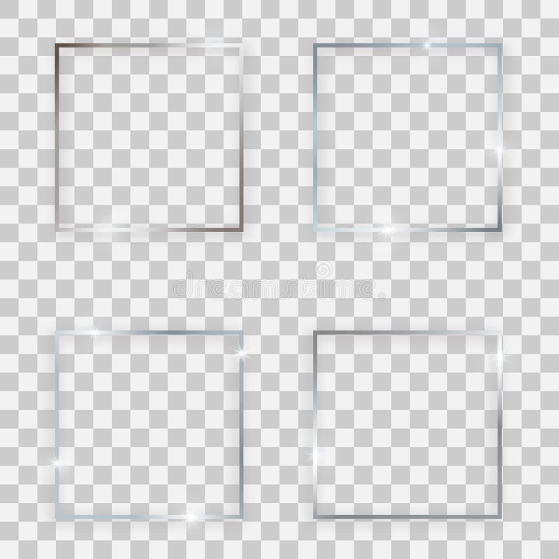 Silver Shiny Square Frame with Glowing Effects Stock Vector ...