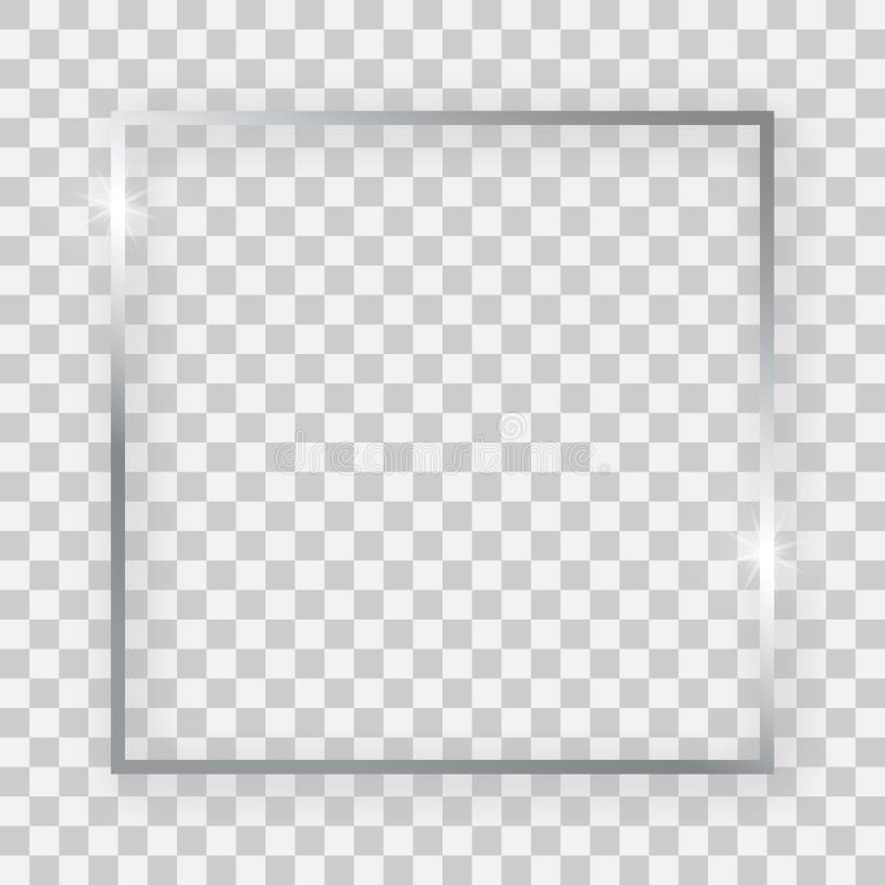 Silver Shiny Square Frame with Glowing Effects Stock Vector ...