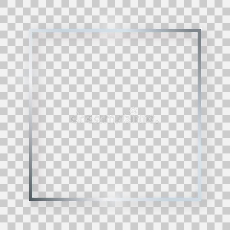 Silver Shiny Square Frame with Glowing Effects Stock Vector ...