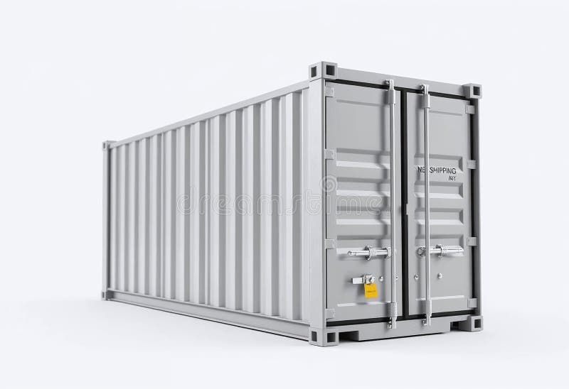 Silver Shipping Container on a Plain Background, Showcasing Industrial ...