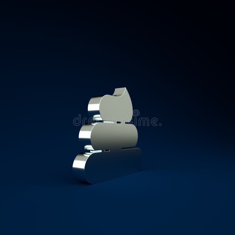 Silver Shit Icon on Blue Background. Minimalism Concept Stock ...