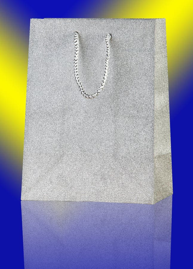Silver shopping bag. stock image. Image of blank, bright - 39819395