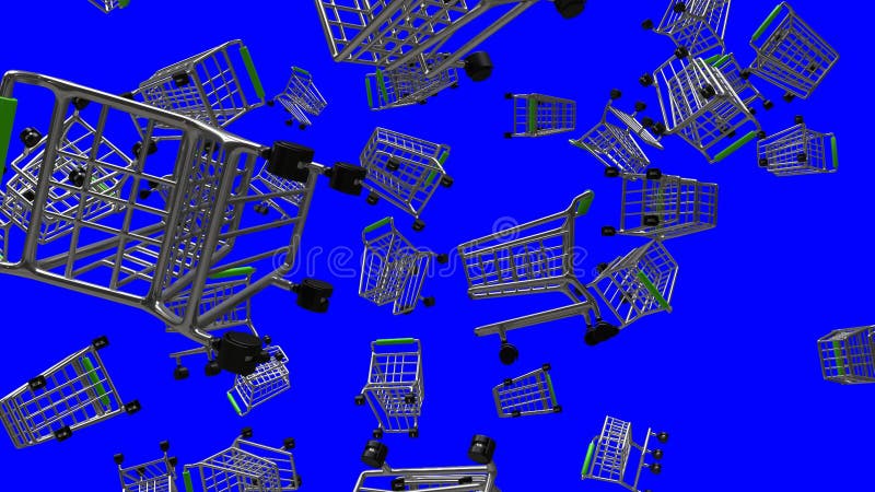 Silver Shopping Carts on Green Screen. Stock Video - Video of shop ...