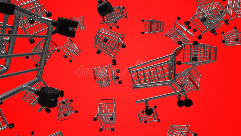 Silver Shopping Carts on Green Screen. Stock Video - Video of composite ...