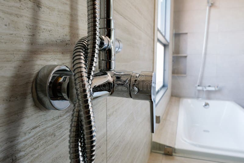 Silver shower tap. stock image. Image of clean, water - 88091971