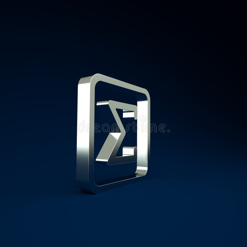 Silver Sigma Symbol Icon Isolated on Blue Background. Minimalism ...