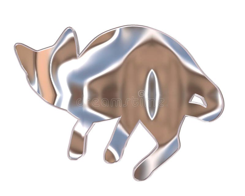 Silver Silhouette of a Cat on a White Background Stock Illustration ...