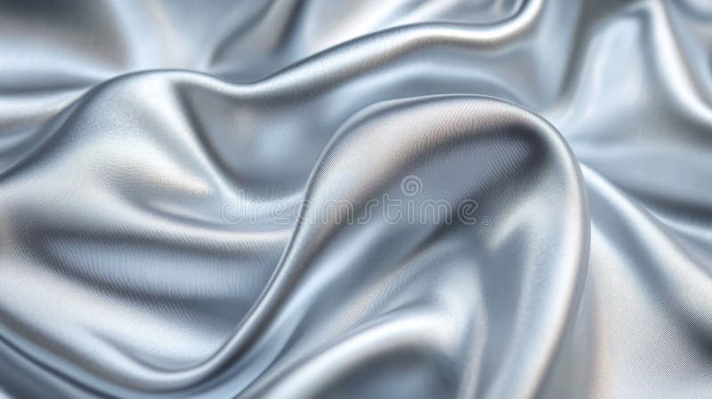 Silver Silk Draped Fabric Showing Soft Waves and Texture Stock ...