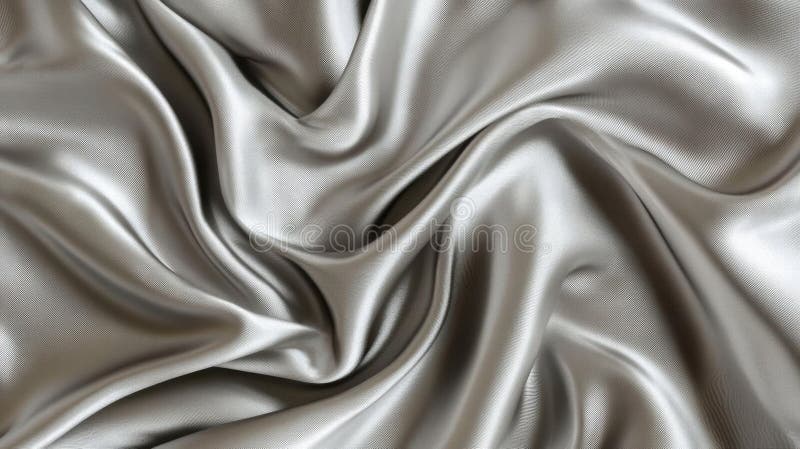Silver Silk Fabric Drapes and Flows Elegantly, Showing Its Smooth ...