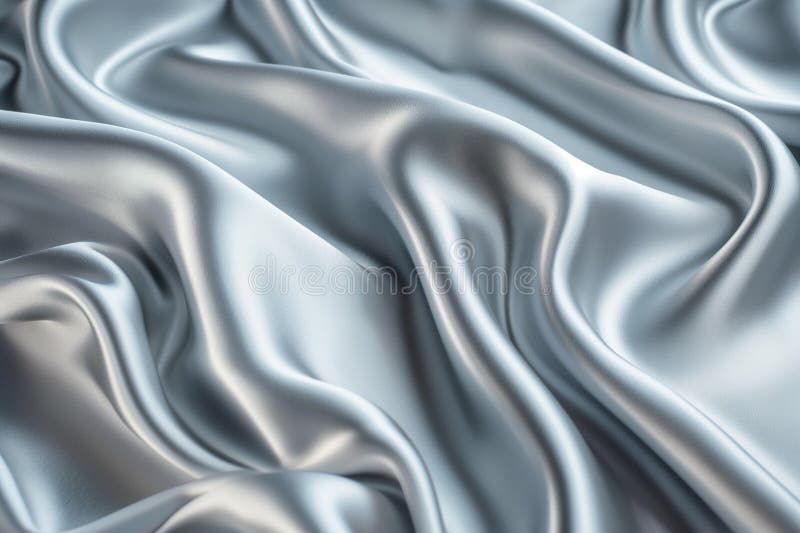 Silver Silk Satin Fabric Wave or Silk Wavy Folds Stock Illustration ...