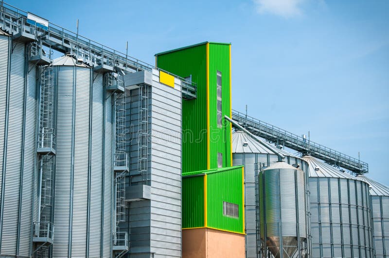 Silver silo stock photo. Image of grain, farmer, clouds - 36534306