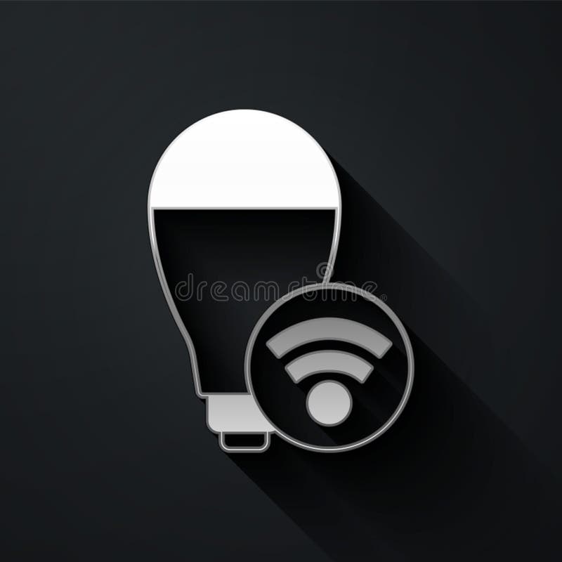 Silver Smart Light Bulb System Icon Isolated on Black Background ...