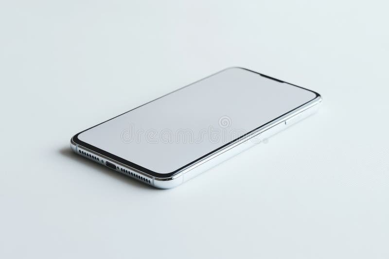 A Silver Smartphone Lying on a White Surface Stock Illustration ...
