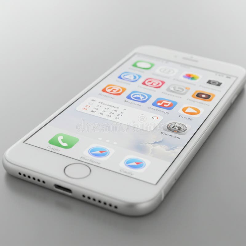 A Silver Smartphone with a Touchscreen Displaying Various App Icons ...