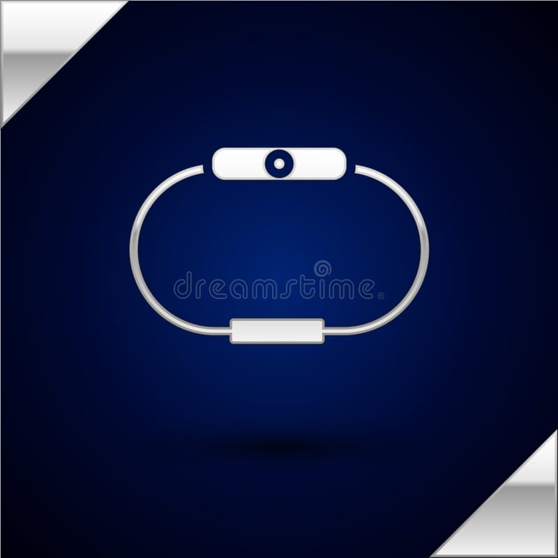 Silver Smartwatch Icon Isolated on Dark Blue Background. Vector ...