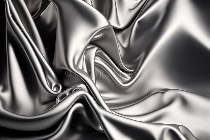 Silver Smooth Wrinkled Silk. Generative AI Stock Illustration ...