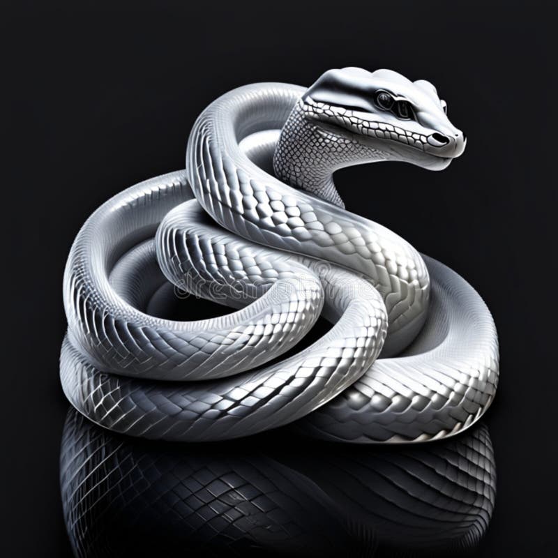 Silver Snake on a Black Background. 3d Rendering, 3d Illustration Stock ...