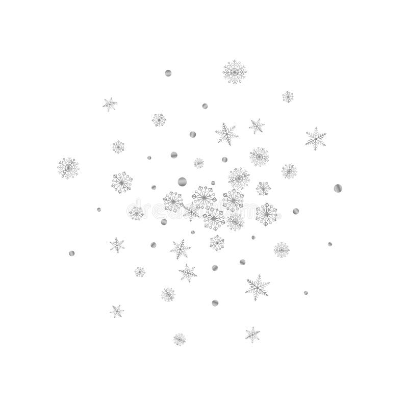 Silver Snow Background White Vector. Flake Glitter Card. Metal Dot ...