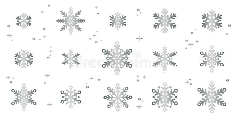Silver Snowflake Collection, Gradient Metallic Snow Icon Set, Winter ...