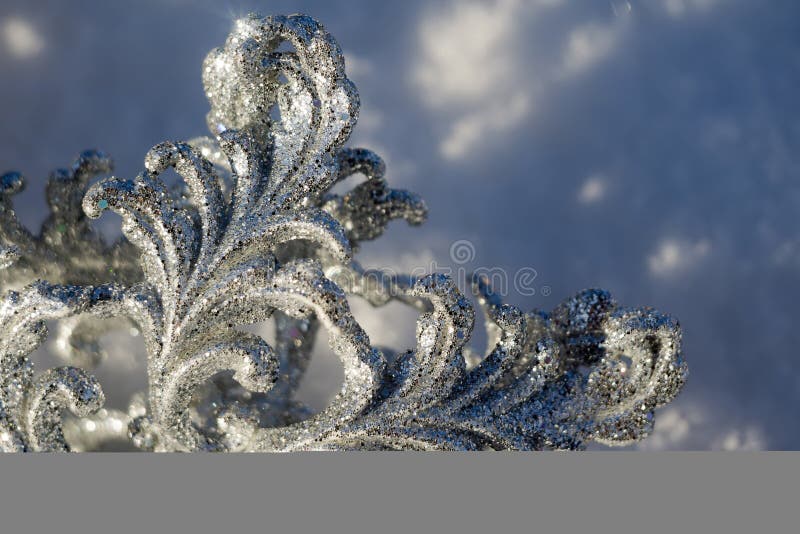 Silver Snowflake on Snow stock photo. Image of christmas - 64211376