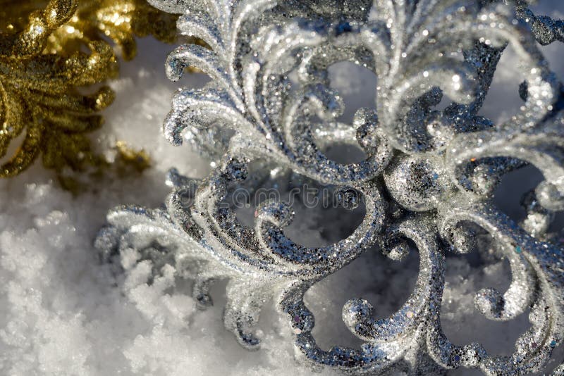 Silver Snowflake on Snow stock image. Image of symbol - 64212061