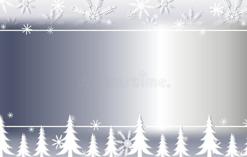 Silver Snowflake and Trees Background Border 2 Stock Illustration ...
