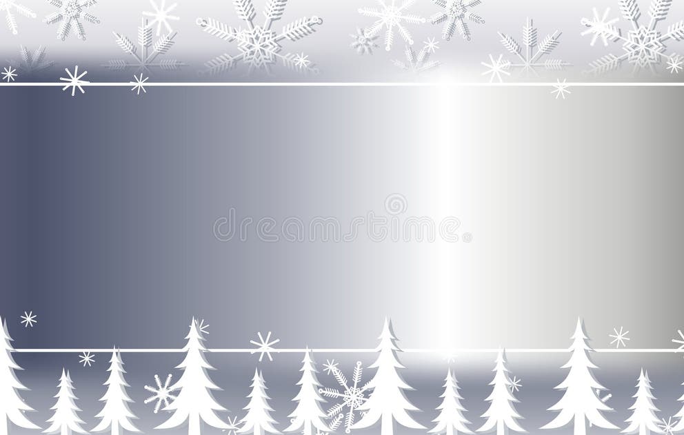 Silver Snowflake and Trees Background Border 2 Stock Illustration ...