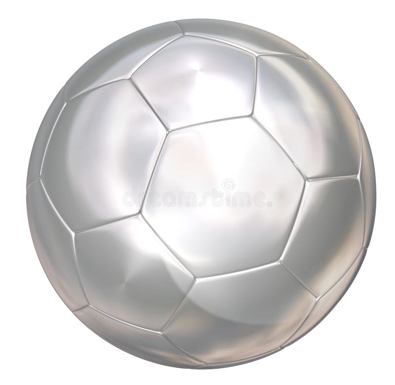 Silver Soccer Ball on White Stock Illustration - Illustration of sewing ...