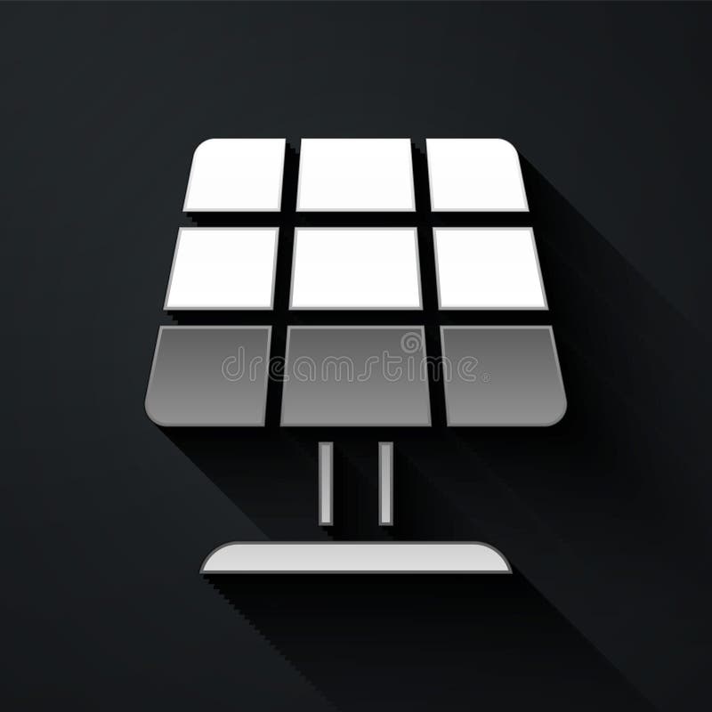 Silver Solar Energy Panel Icon Isolated on Black Background. Sun with ...